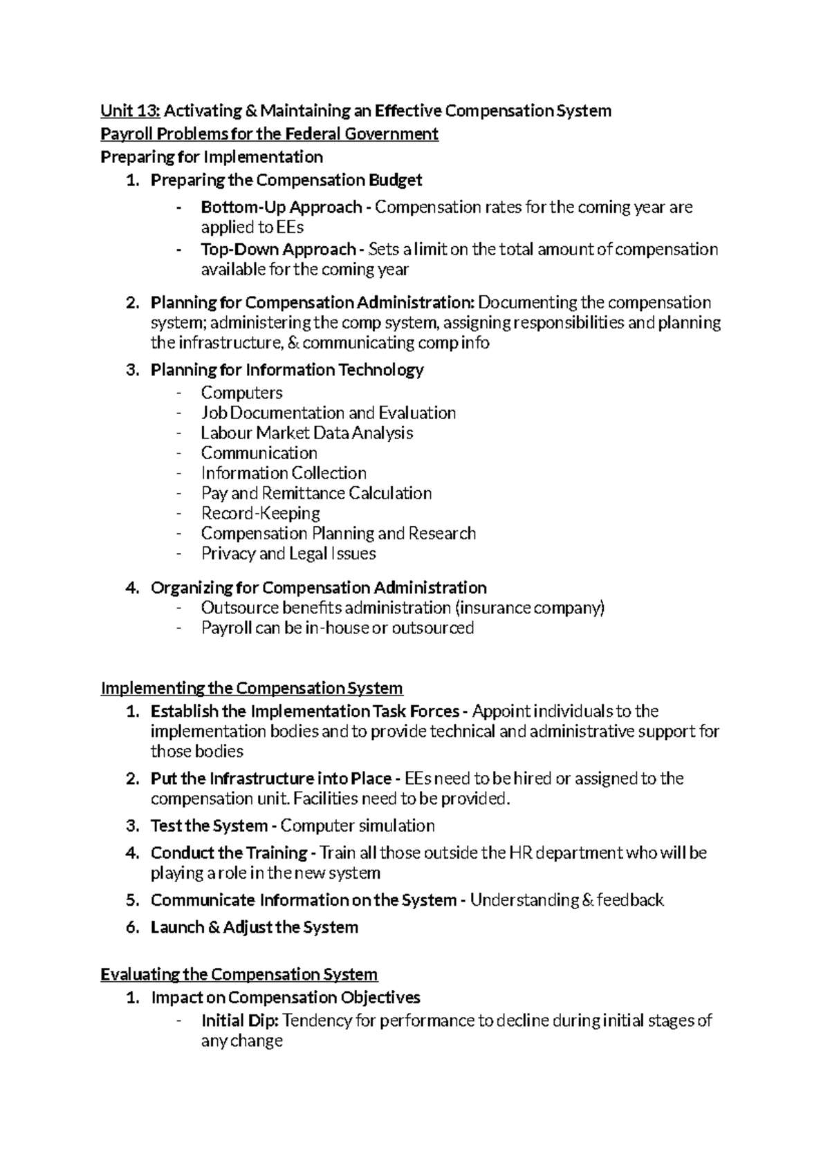 COMP - Unit 13 - Compensation Notes - Unit 13: Activating & Maintaining ...
