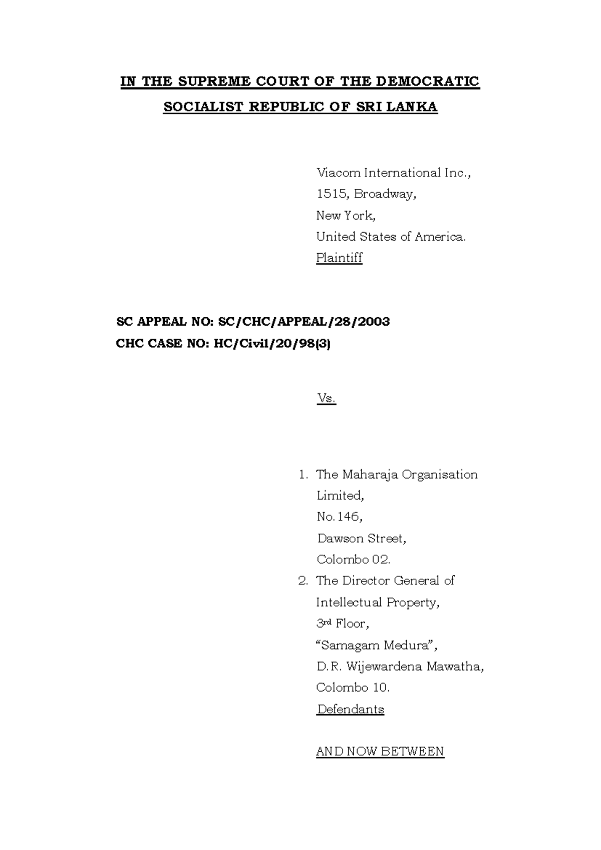Sc chc appeal 28 2003 ed2 - IN THE SUPREME COURT OF THE DEMOCRATIC ...
