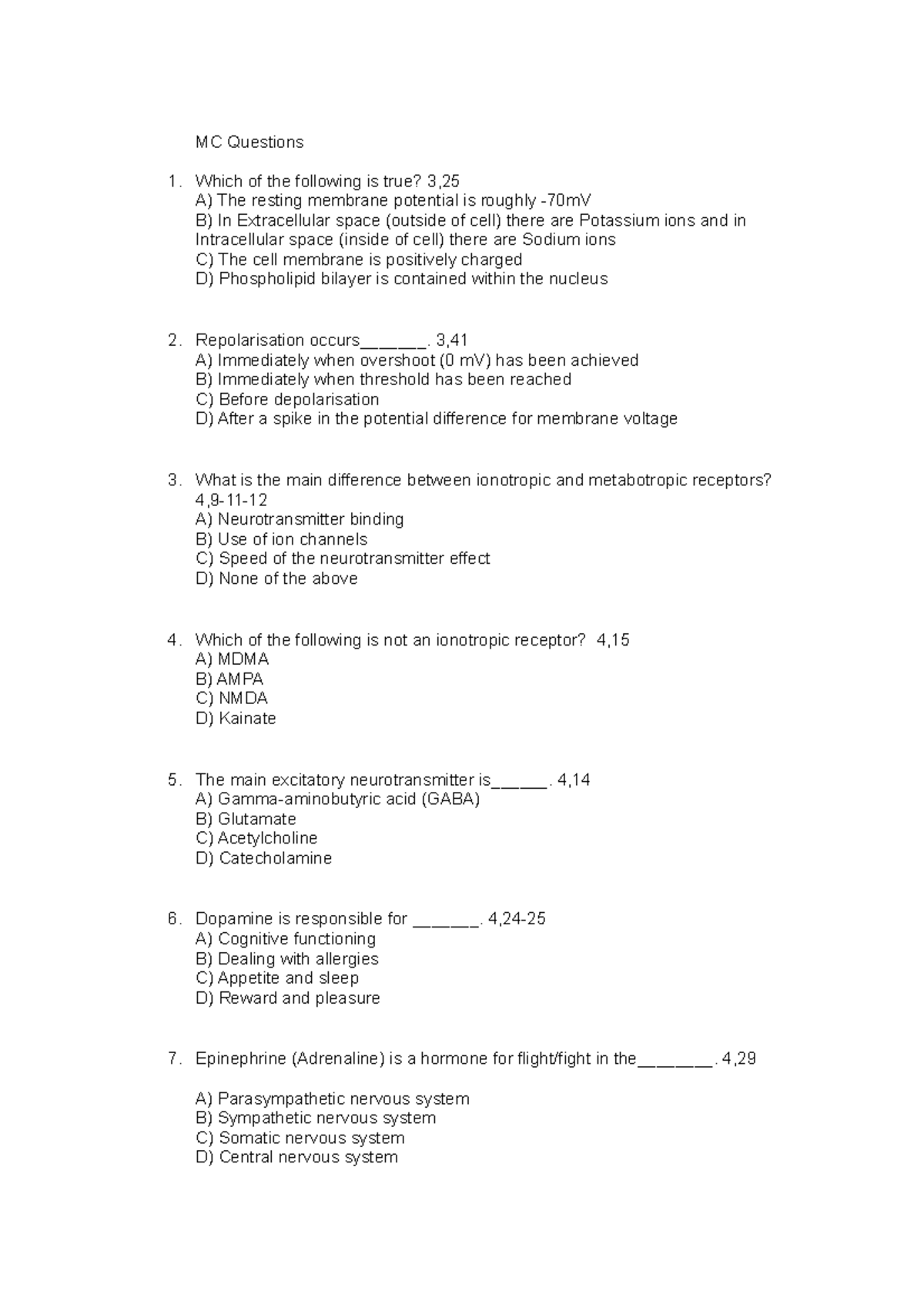 MC Questions - MC Questions Which of the following is true? 3, A) The ...