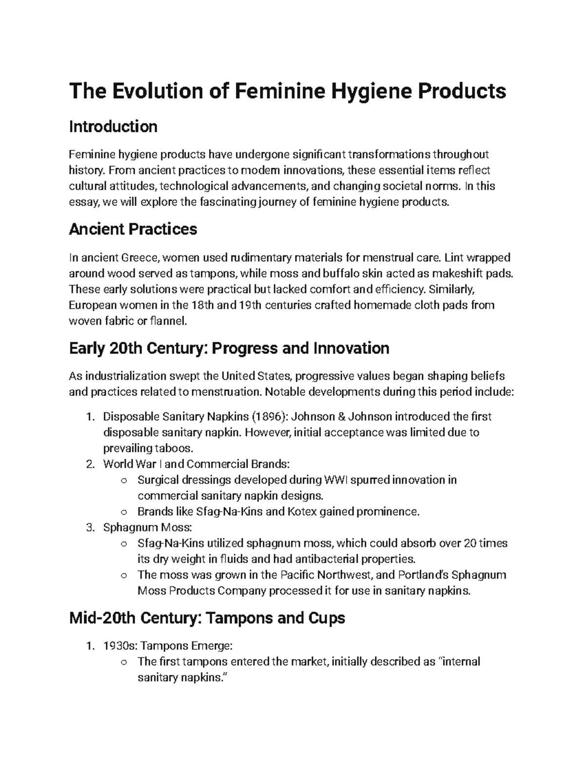 The Evolution of Feminine Hygiene Products - The Evolution of Feminine ...
