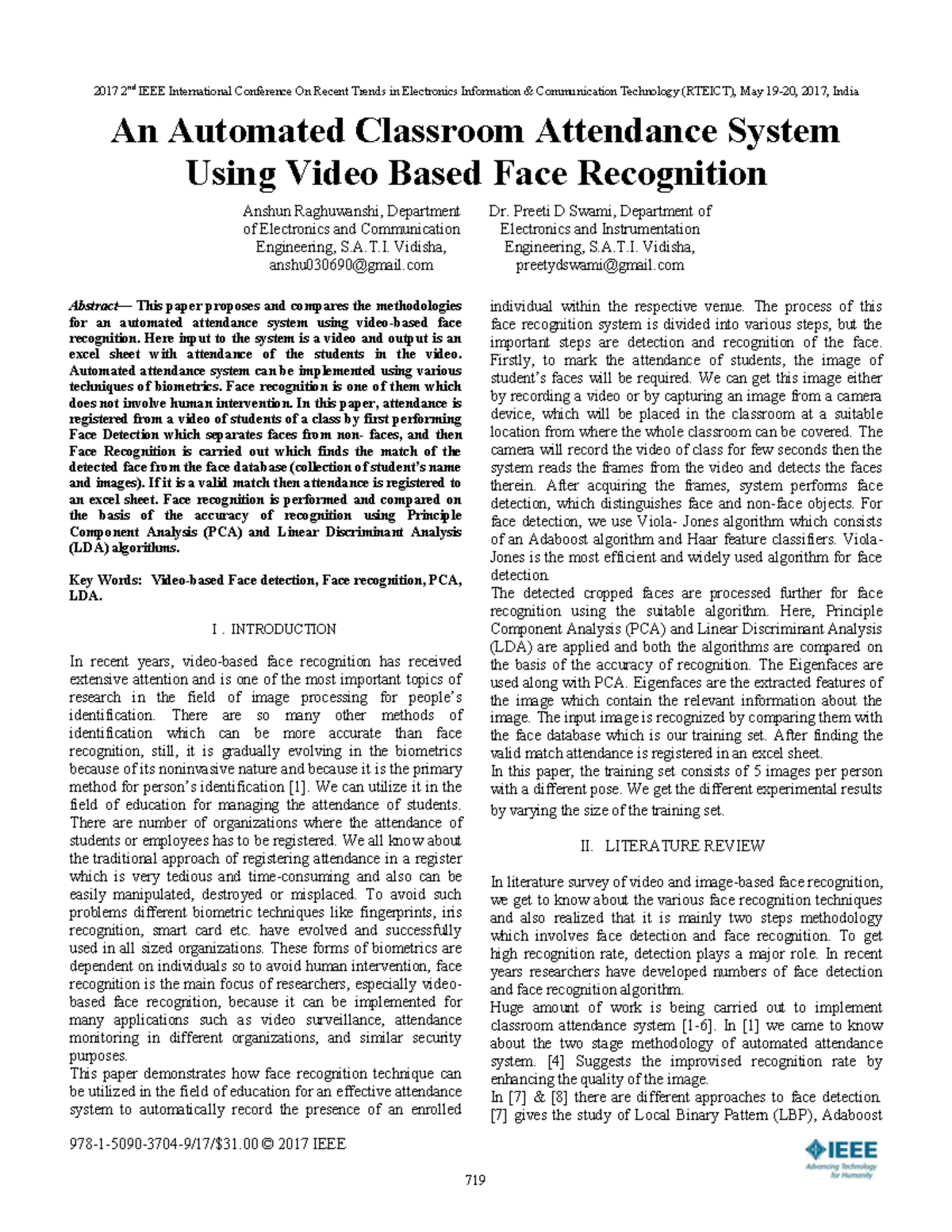 REF 1 - Face detection attendance system documents - 2017 2nd IEEE ...