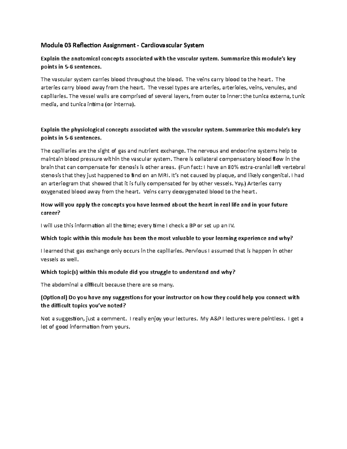 Tjensen Module 03 Reflection Assignment - Circulatory System 20220724 - Module 03 Reflection ...