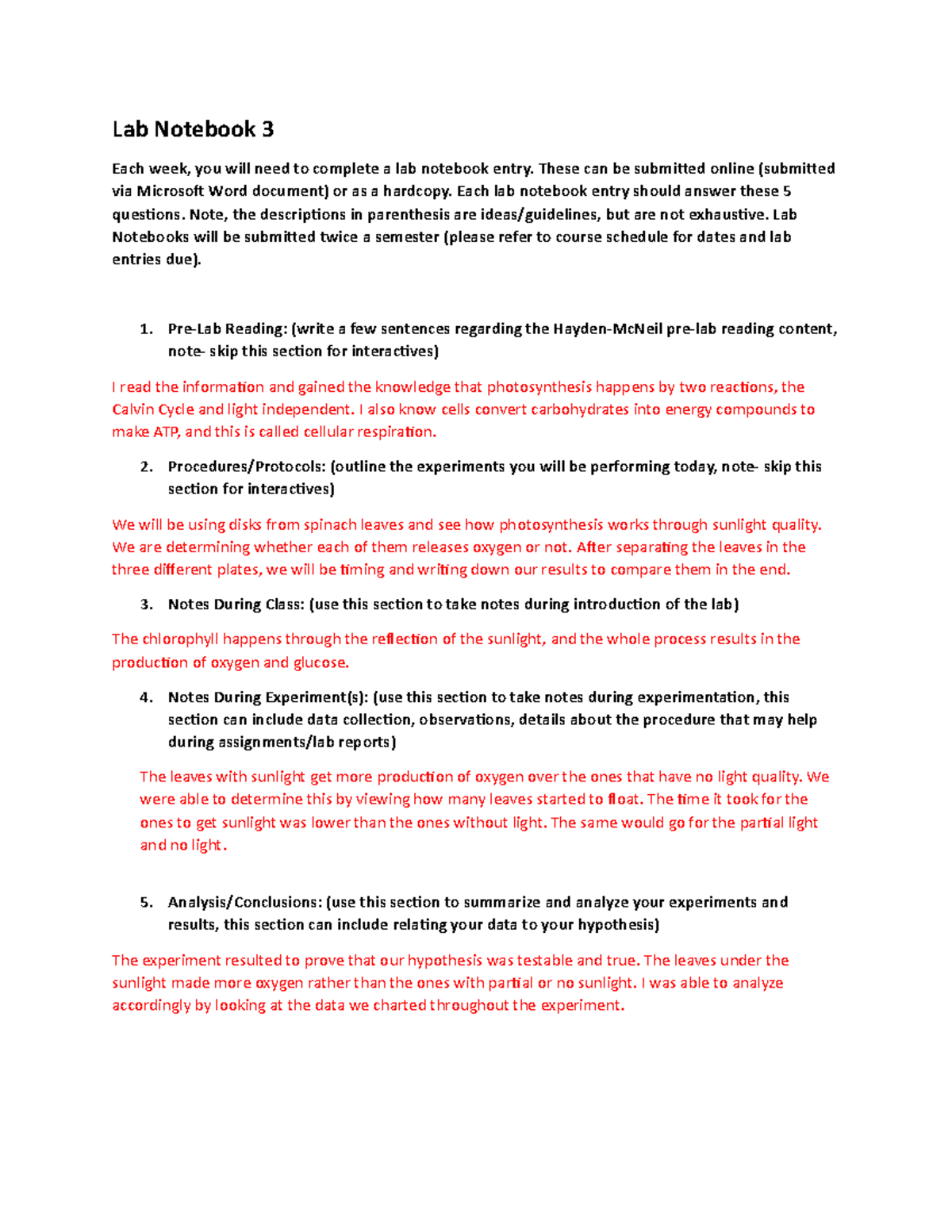 Lab Notebook 3 - These can be submitted online (submitted via Microsoft ...