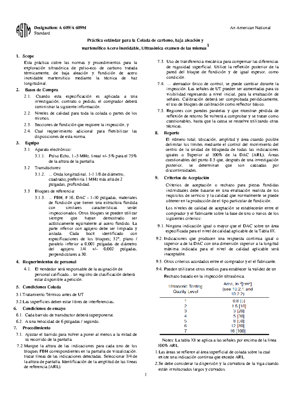ASTM A609 traduccion - seguridad - 1 Designation: A 609/A 609M An ...