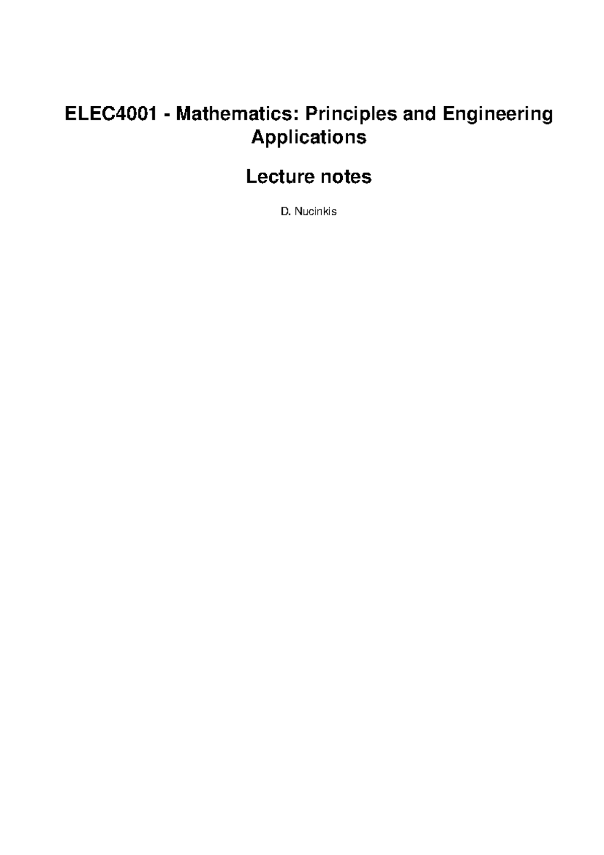 EE notes 2019 20 chap1 14 - ELEC4001 - Mathematics: Principles and ...