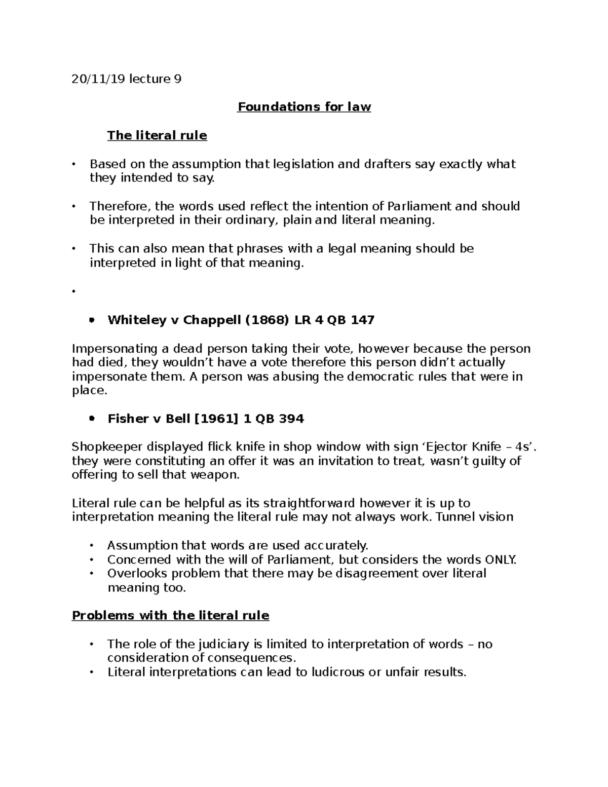Ffl lecture 9 - foundations for law - 20/11/19 lecture 9 Foundations ...