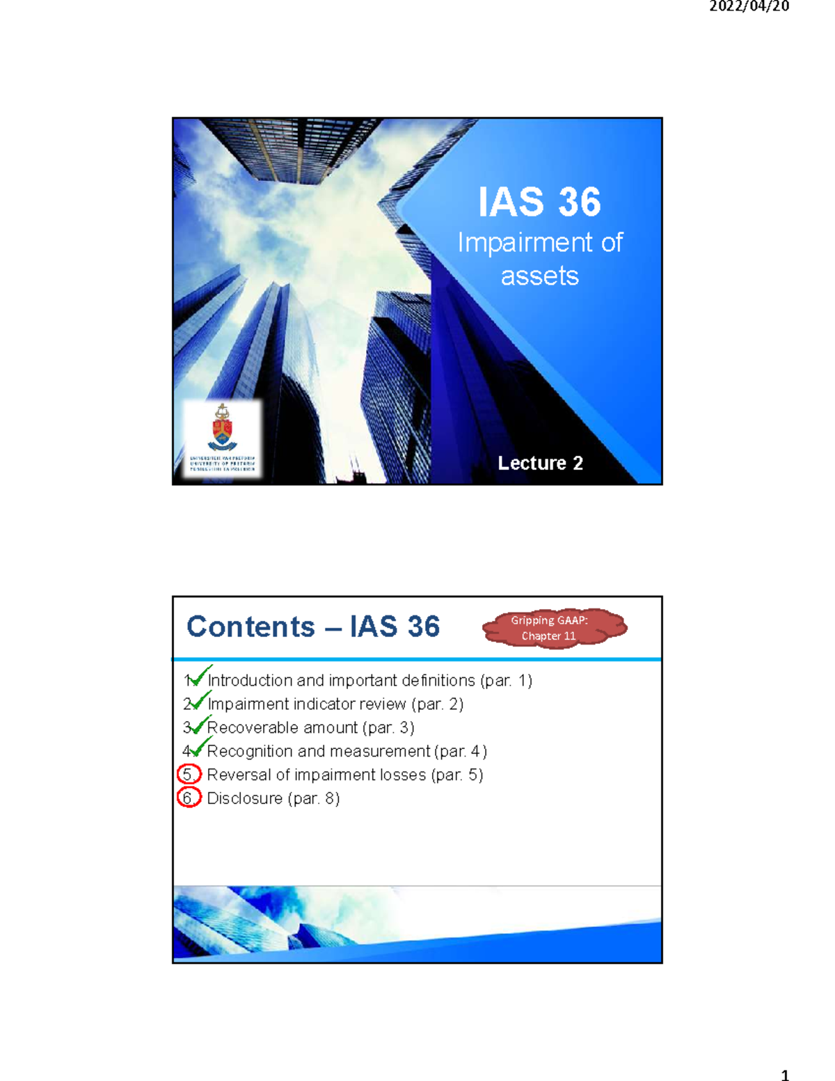 2a IAS 36 Impairment of Assets class slides 2022 - Lecture 2 (colour ...