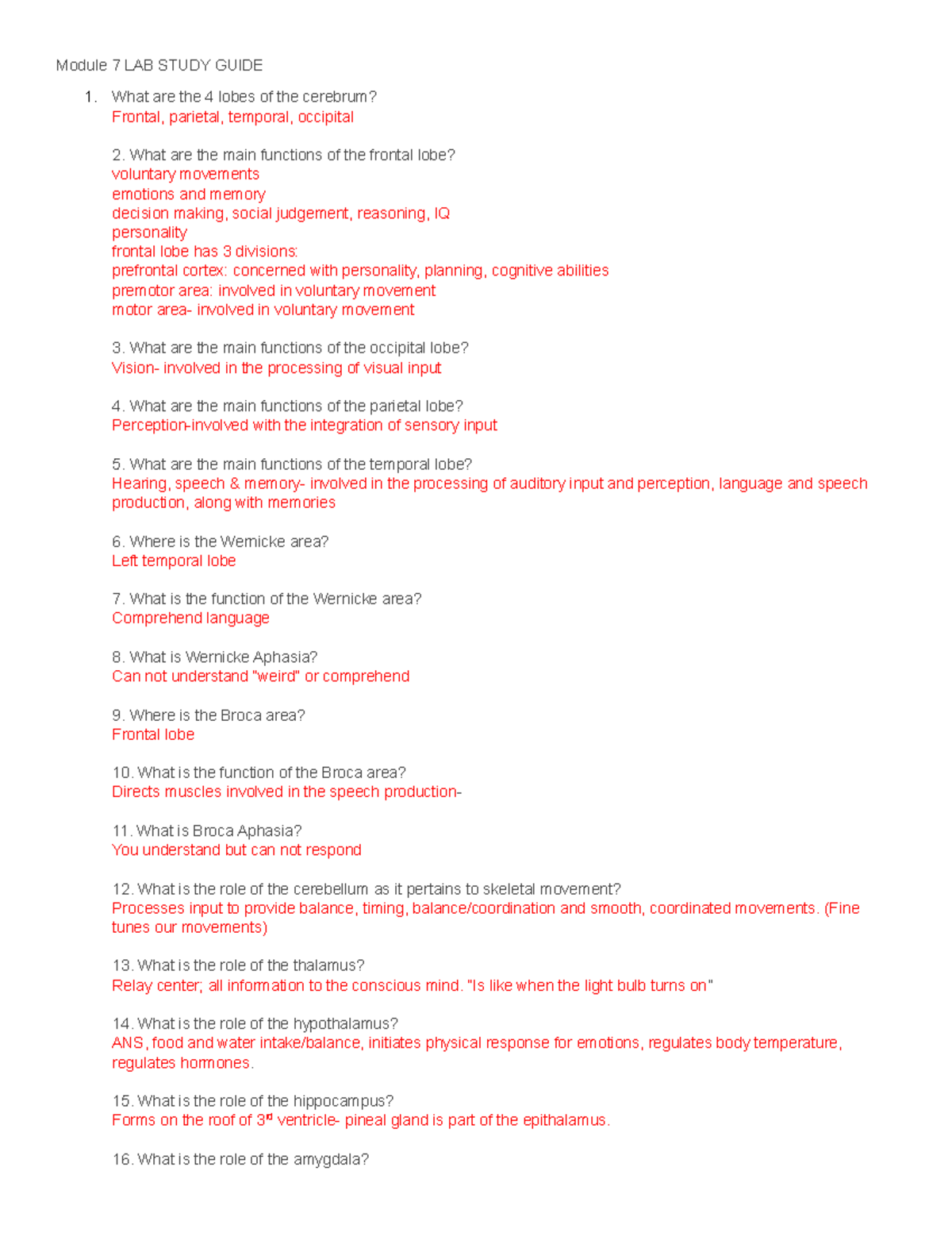 Module 7 LAB Study Guide - Module 7 LAB STUDY GUIDE What are the 4 ...