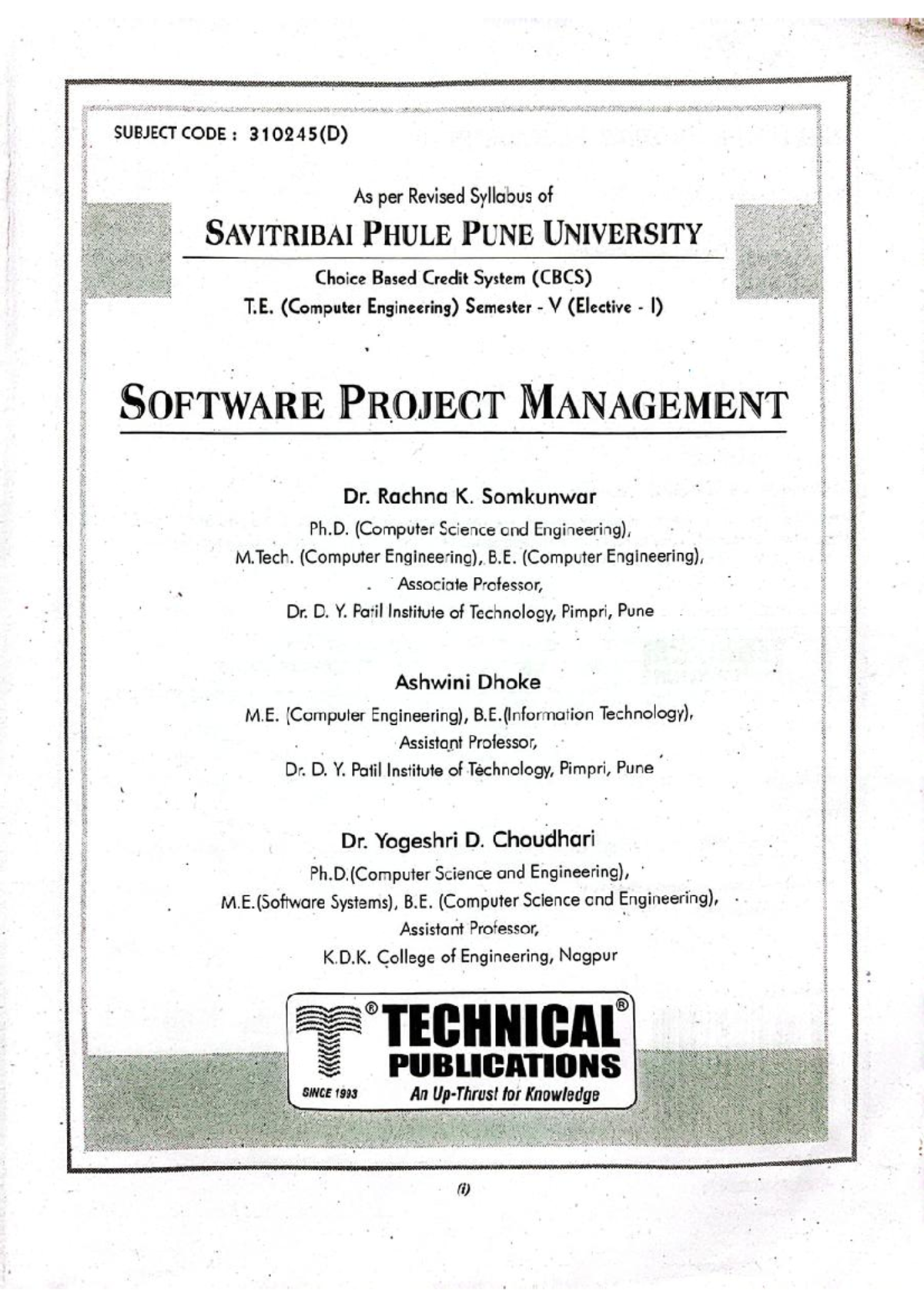 SPM - Spm - SUBJECT CODE : 310245(D) As per Revised Syllabus of ...