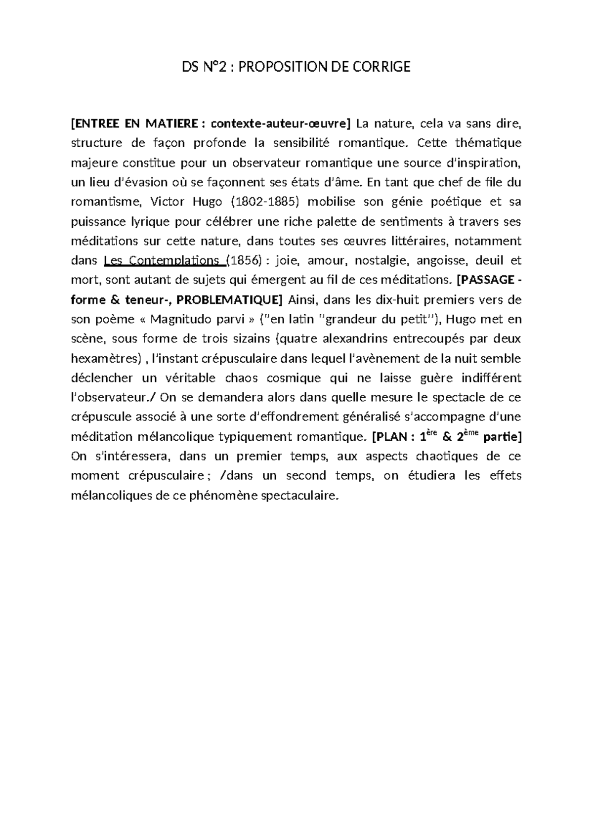 Intro Magnitudo parvi - Summary science mathematique - DS N°2 : PROPOSITION DE CORRIGE [ENTREE ...