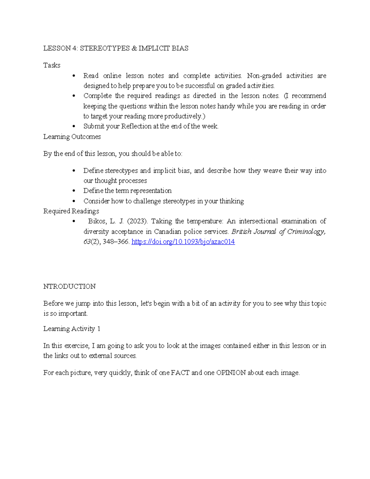 Lesson 4 PD 201 - class note - LESSON 4: STEREOTYPES & IMPLICIT BIAS ...