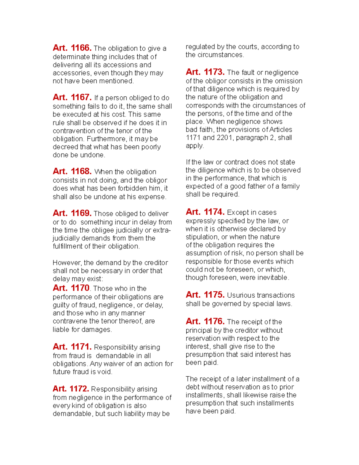 Article 1179-1200 lecture notes school year 2020-2021 in different ...