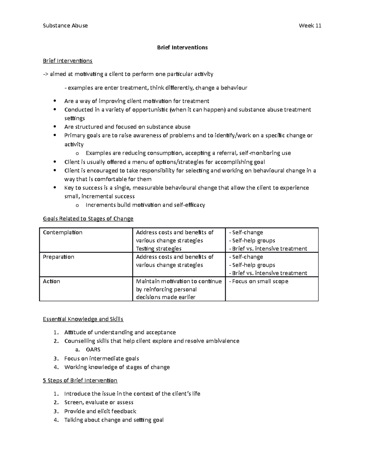 Substance Abuse - Brief Intervention - Week 11 - Substance Abuse Week ...