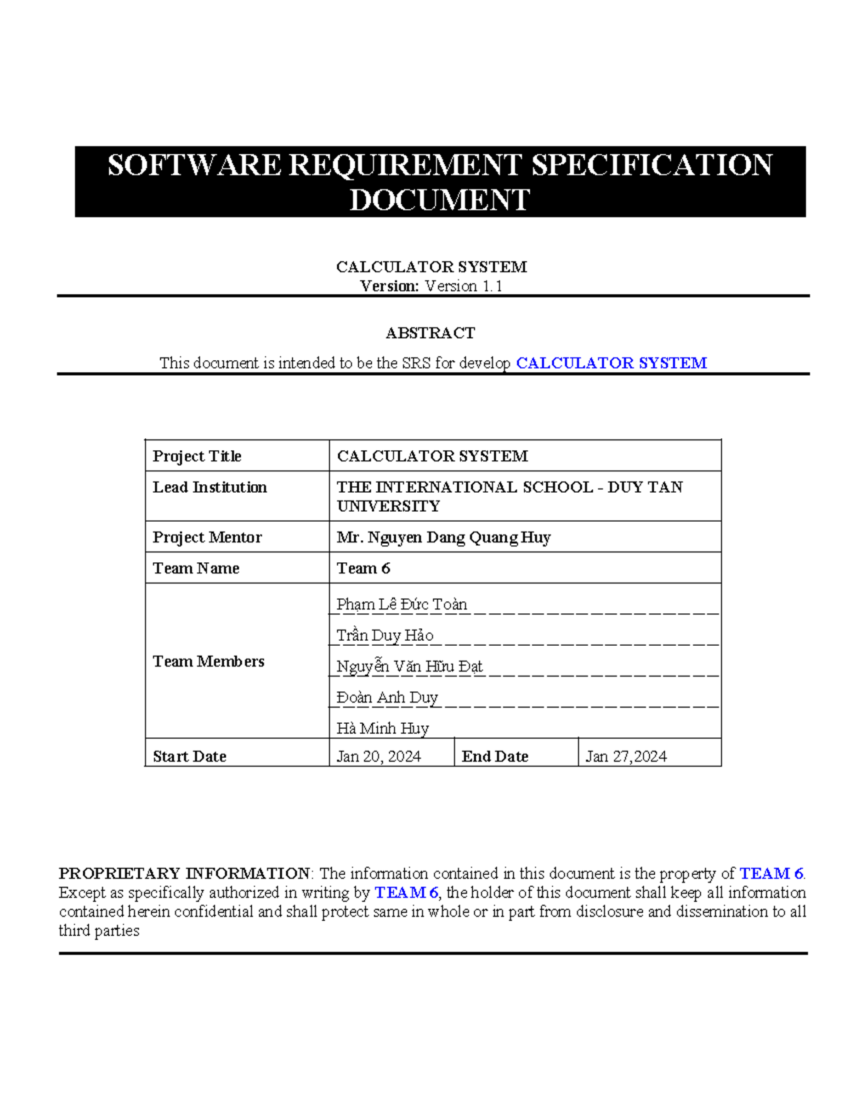SRS - SOFTWARE REQUIREMENT SPECIFICATION DOCUMENT CALCULATOR SYSTEM ...