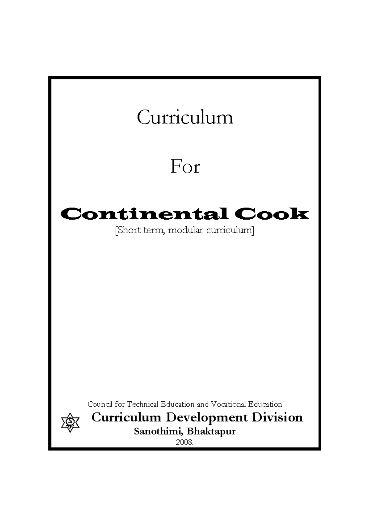 Continental Cuisine - Curriculum For Continental Cook [Short term ...