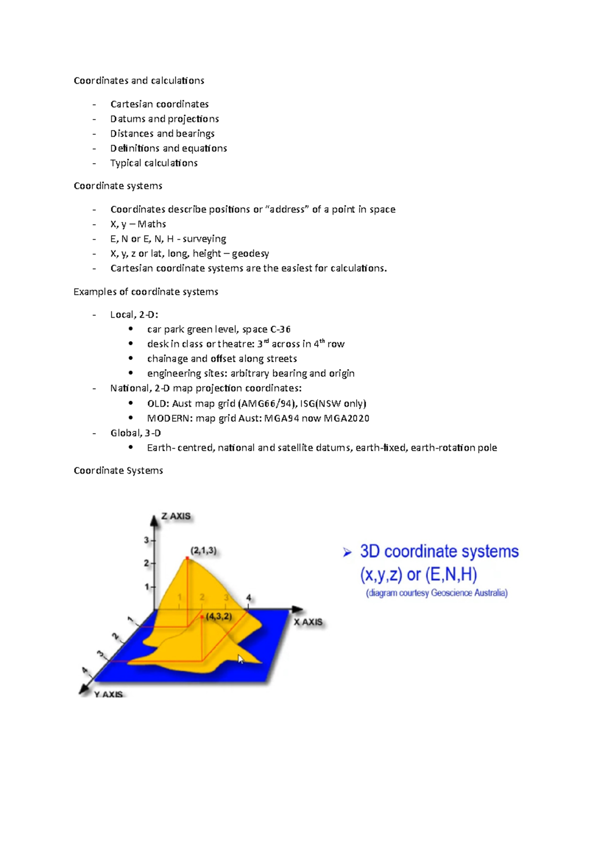 Coordinates and calculations - Coordinates and calculations Cartesian ...
