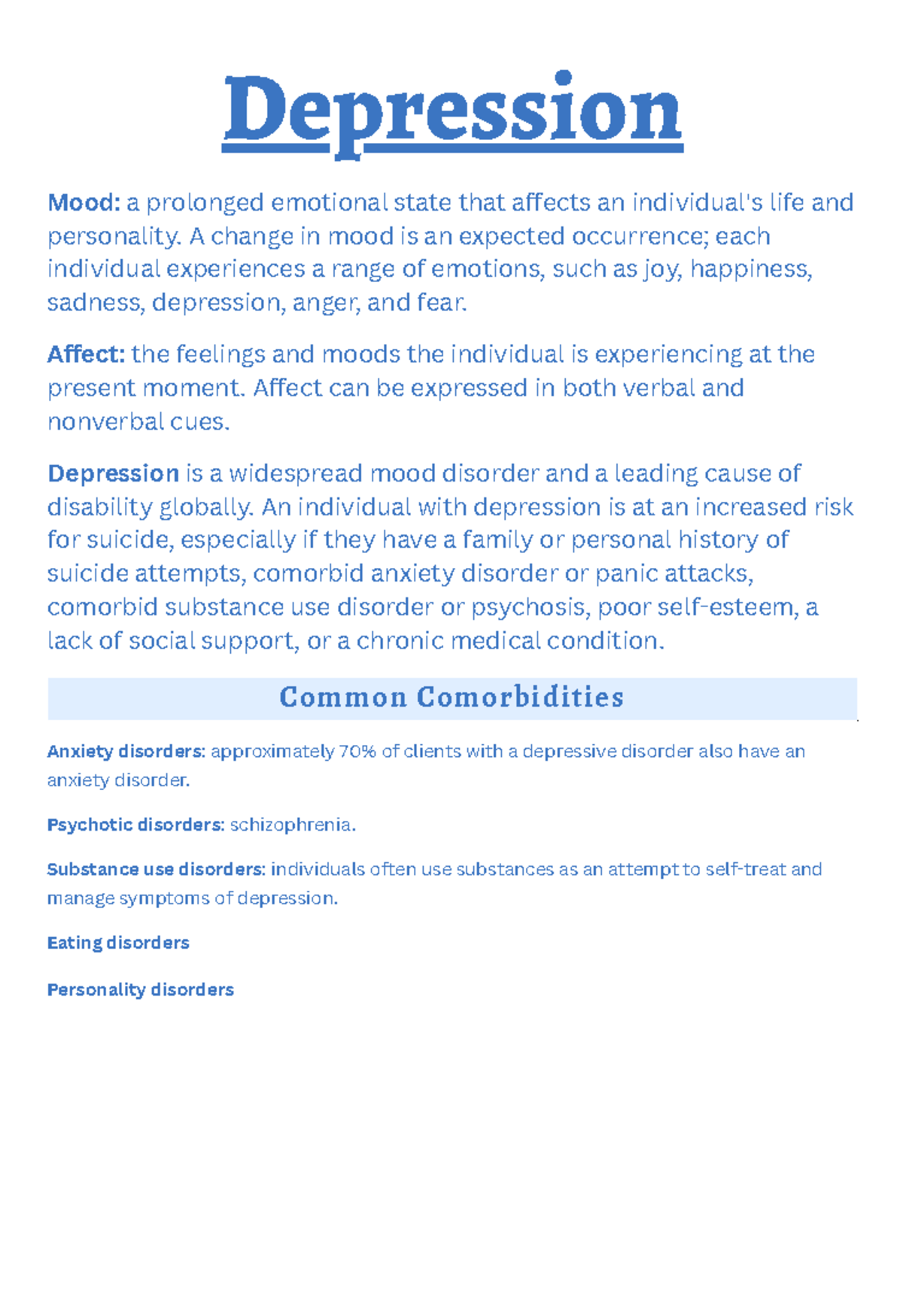 Depression Next Genclex - Depression Mood: a prolonged emotional state ...