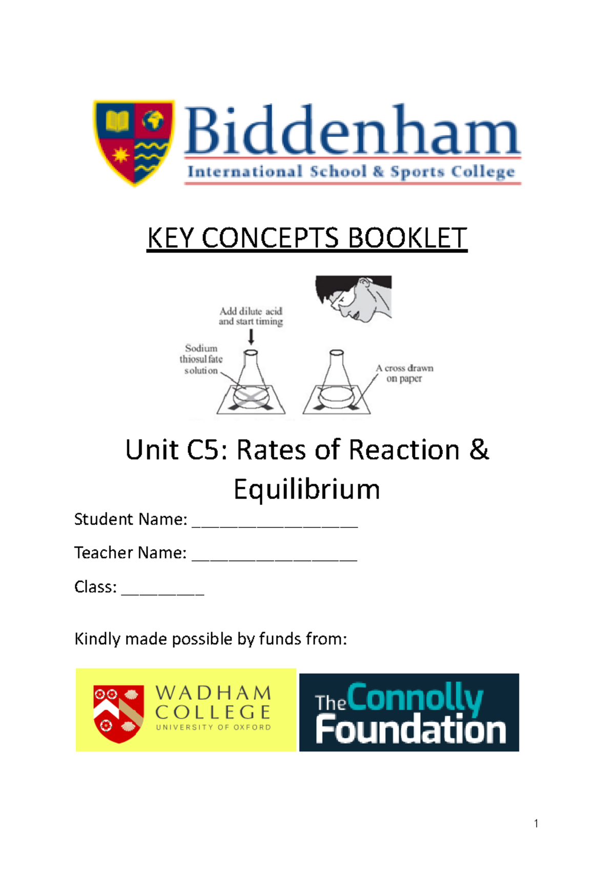 Key Concepts C5 - book - KEY CONCEPTS BOOKLET Unit C5: Rates of ...