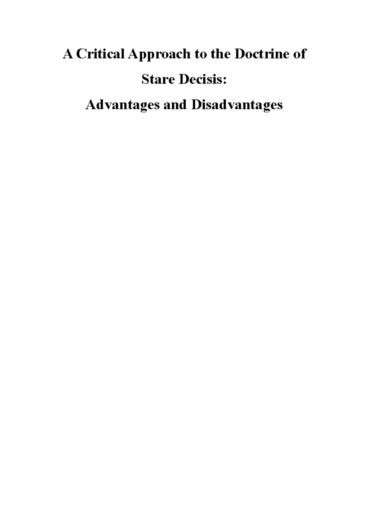 Judicial precedent coursework - 80% - A Critical Approach to the ...
