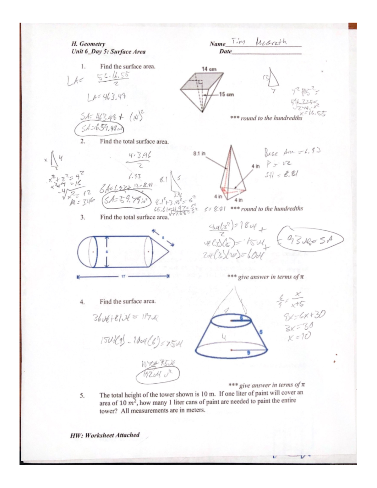 H. Geometry - answer keys to possible work - BIO 111 - Studocu