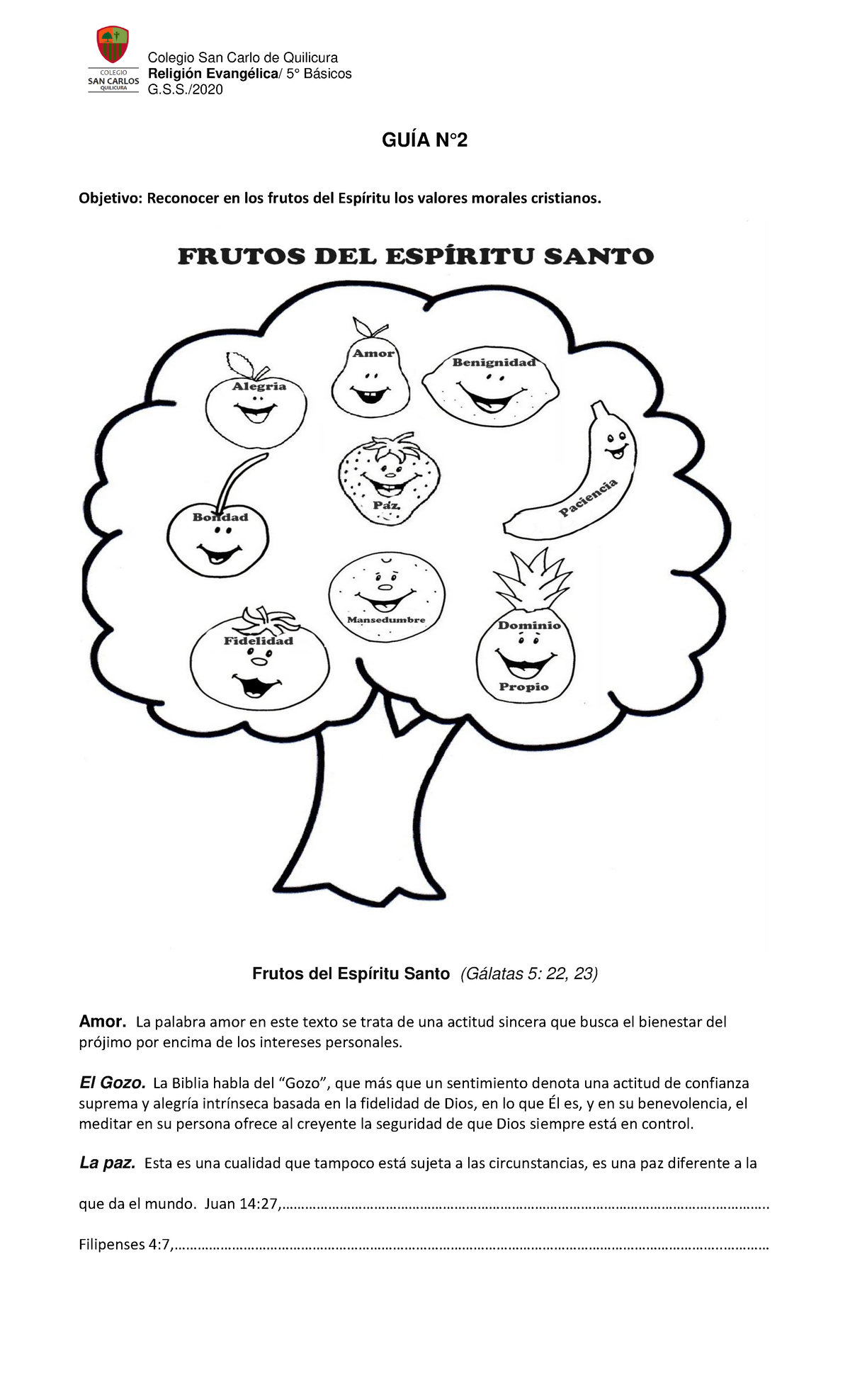 RE5 semana 4 Actividad Frutos del Espiritu - Colegio San Carlo de ...