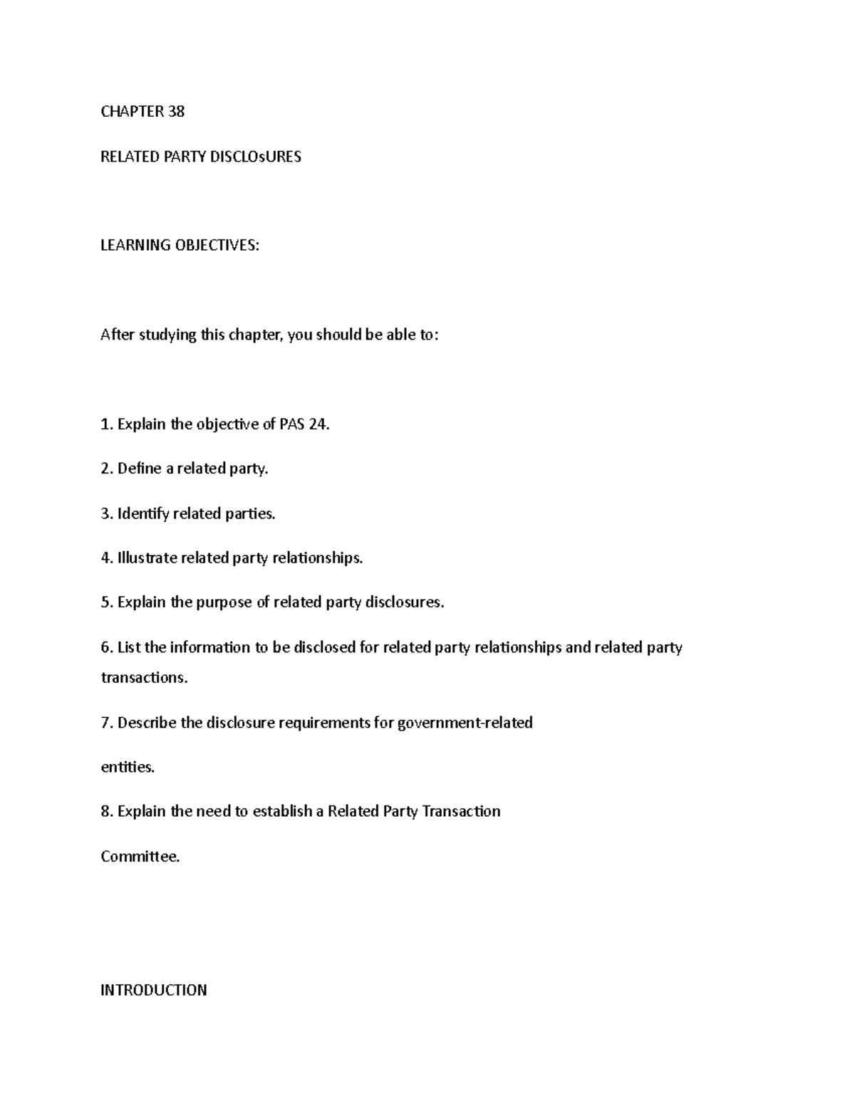 Chapter 38 RELATED PARTY DISCLOSURES - CHAPTER 38 RELATED PARTY ...