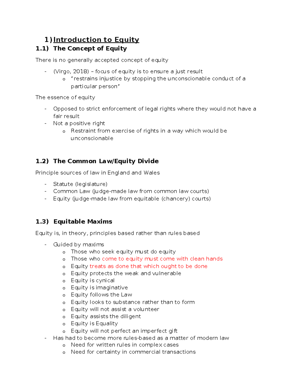 1 Intro to Equity - 1) Introduction to Equity 1) The Concept of Equity ...