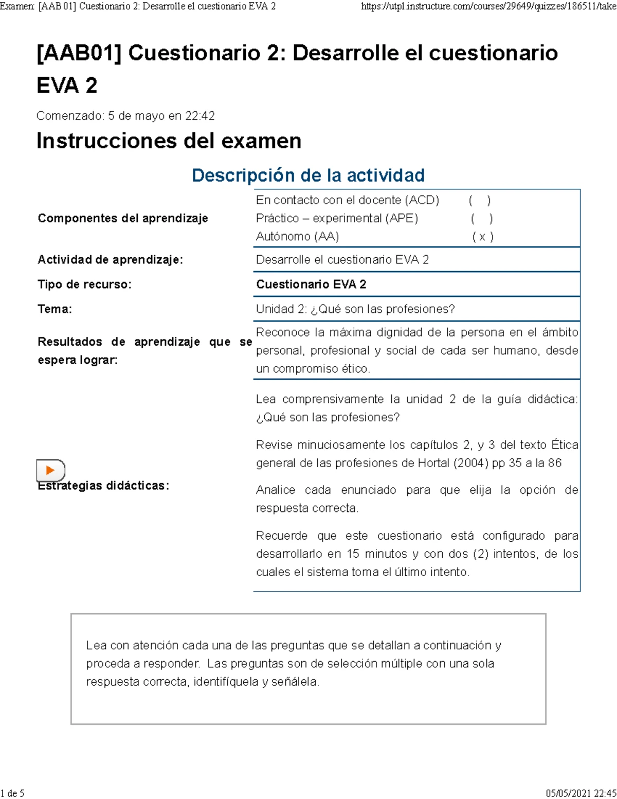 Examen -AAB01-Cuestionario-2 - Studocu