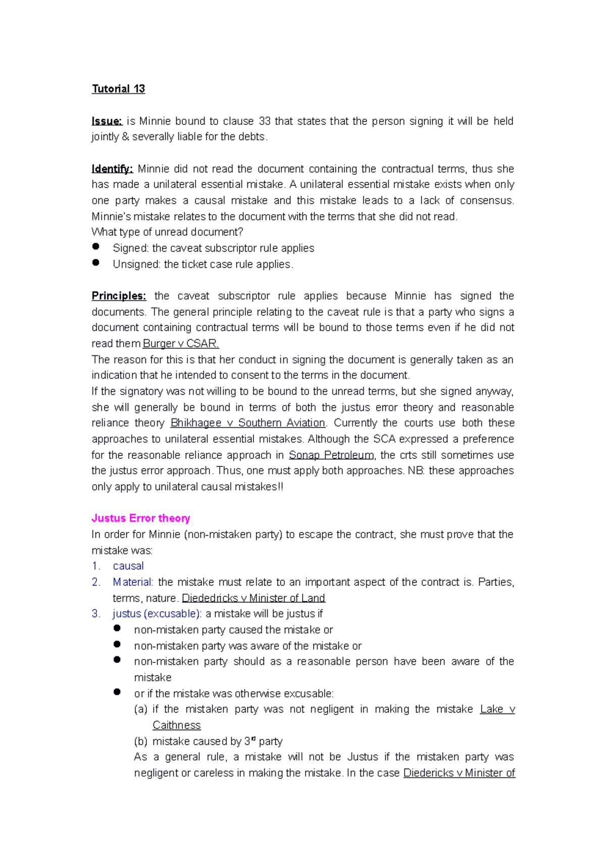 Tutorial 13 - helps with practice - Tutorial 13 Issue: is Minnie bound ...