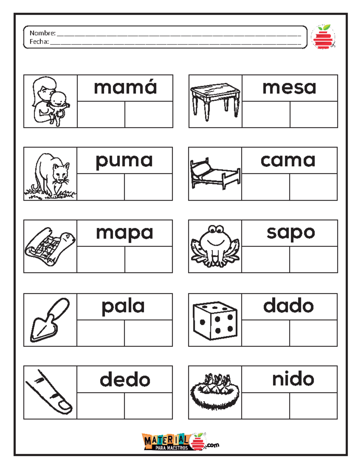 Separar Silabas - separa silab. para niños - Educación Inicial - mamá ...