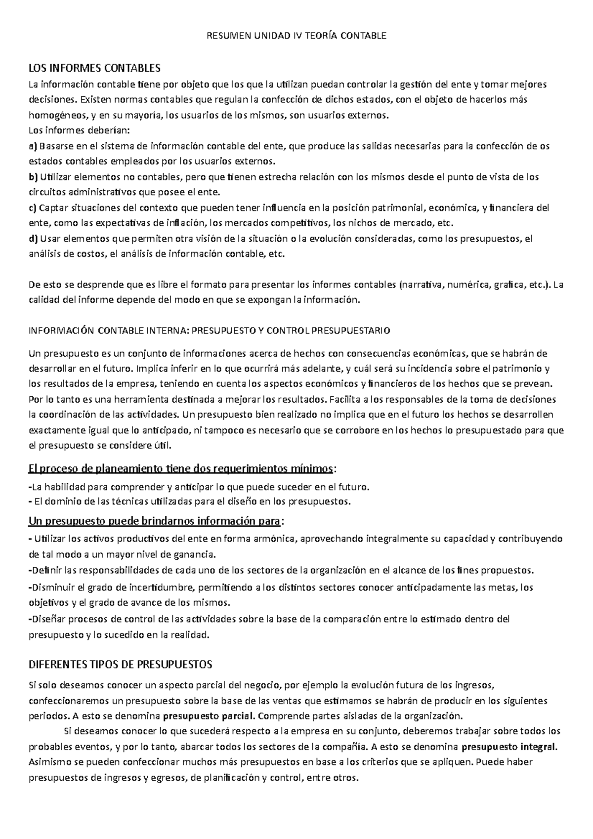 Resumen de teoria contable U4 - RESUMEN UNIDAD IV TEORÍA CONTABLE LOS ...