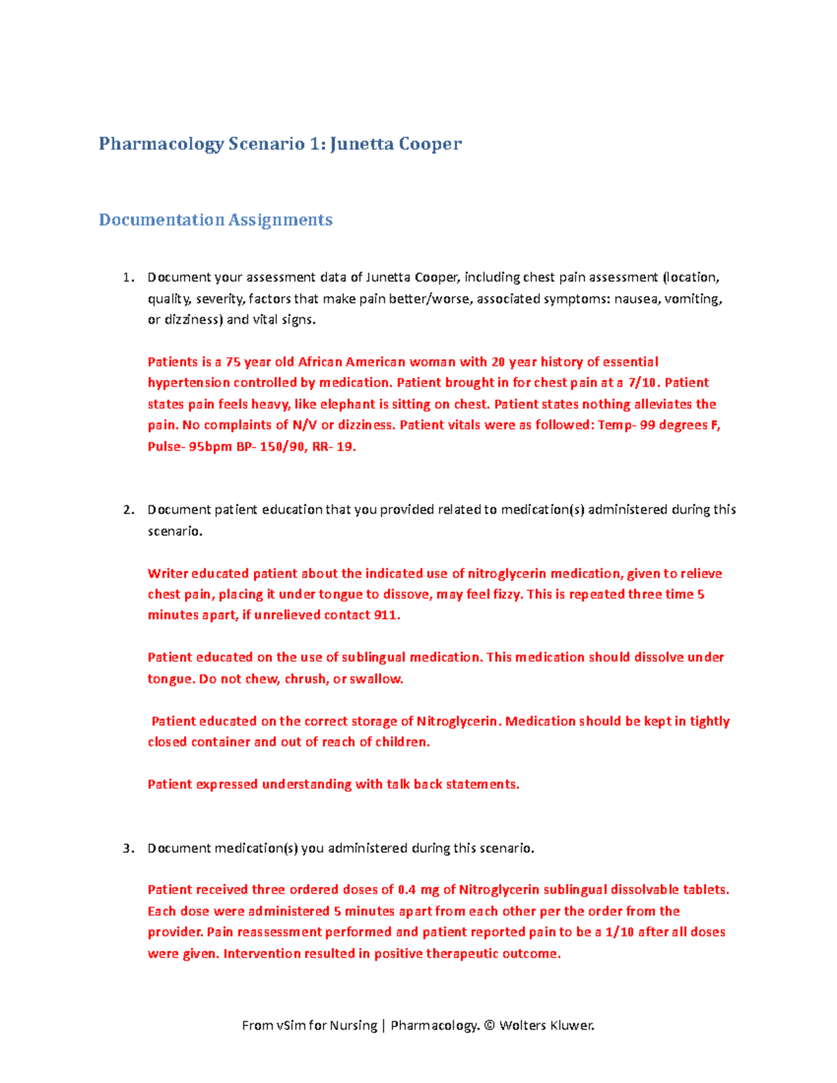 Pharm. VSIM Junetta Cooper Documentation - Pharmacology Scenario 1 ...