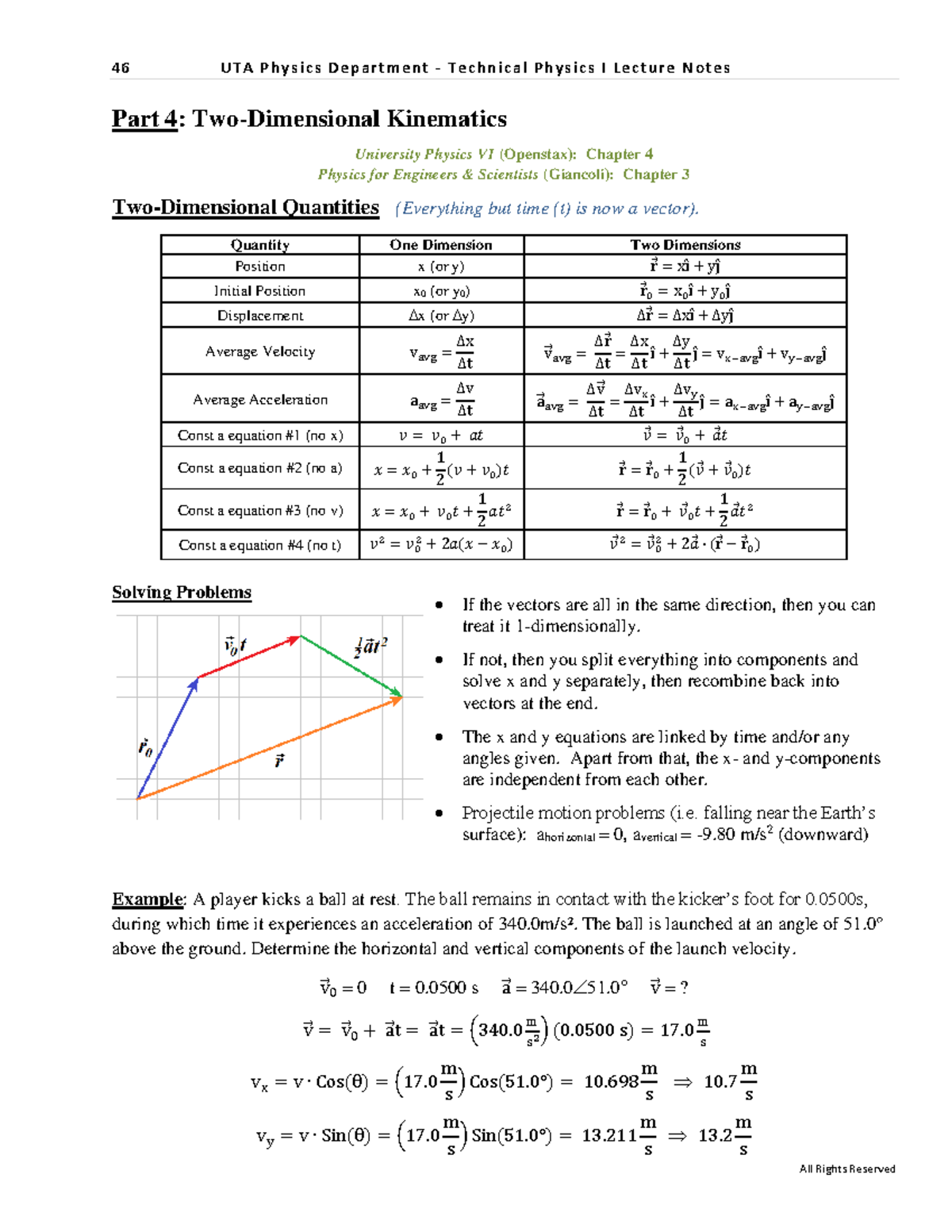 1443 notes Lecture 4 - Part 4: Two-Dimensional Kinematics University ...