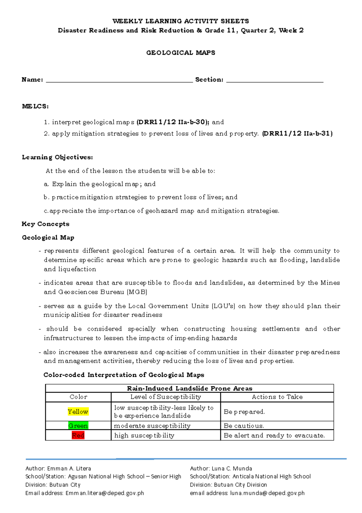 Q4 W2 DRRR 1 - Author: Emman A. Litera School/Station: Agusan National ...