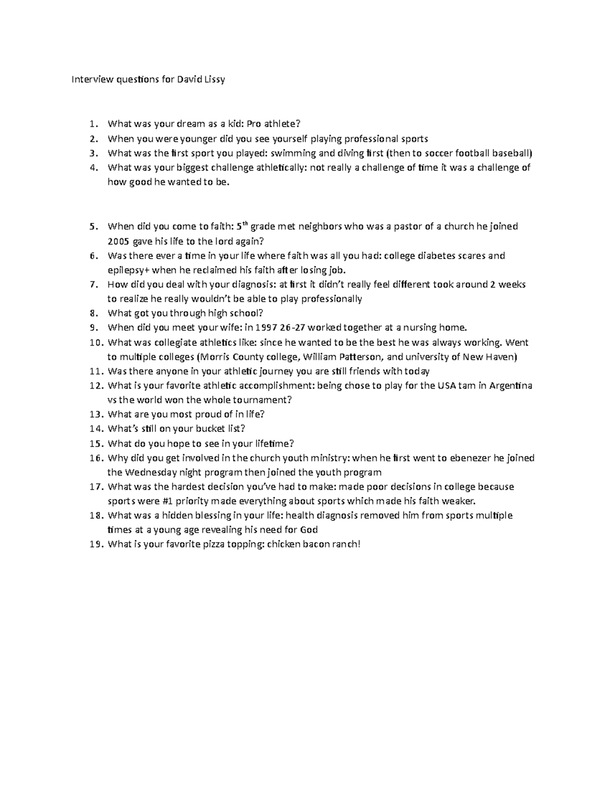 Transcript - Interview questions for David Lissy What was your dream as ...