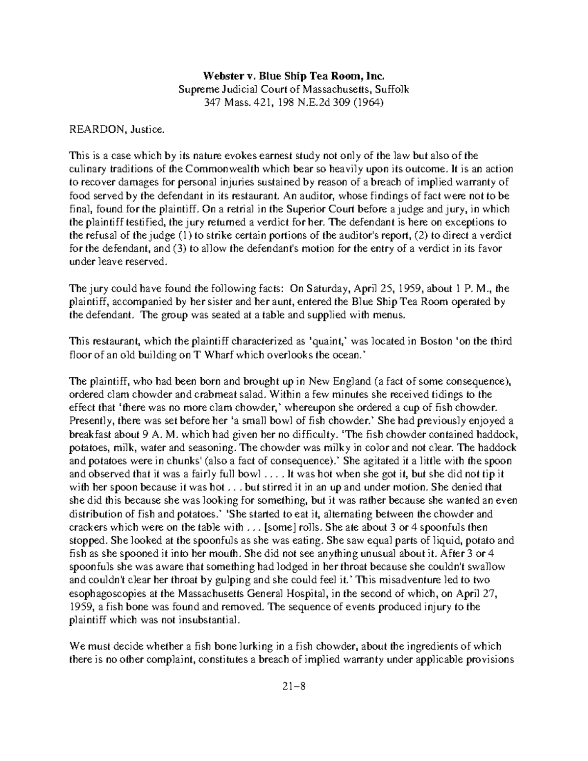 Webster v. Blue Ship Tea Room, Inc - Webster v. Blue Ship Tea Room, Inc ...