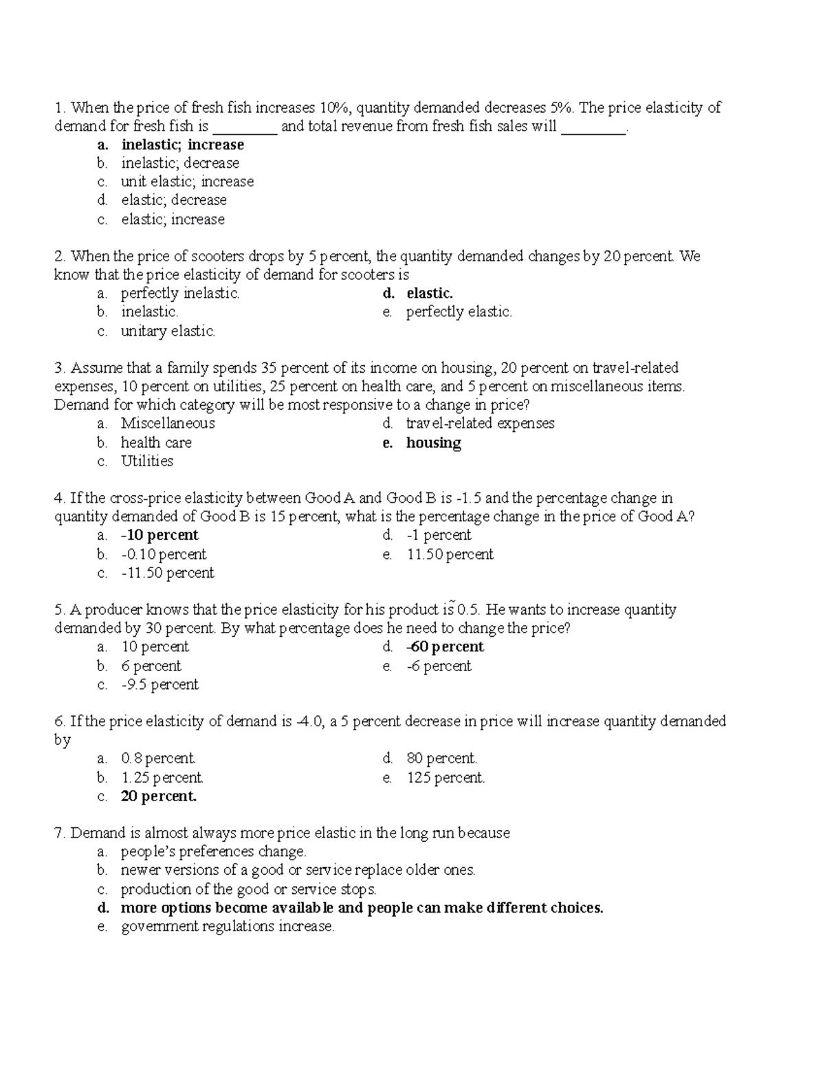 Microeconomic Chapter 4 Practice Problems & Answers - ECON 2202 - ISU ...