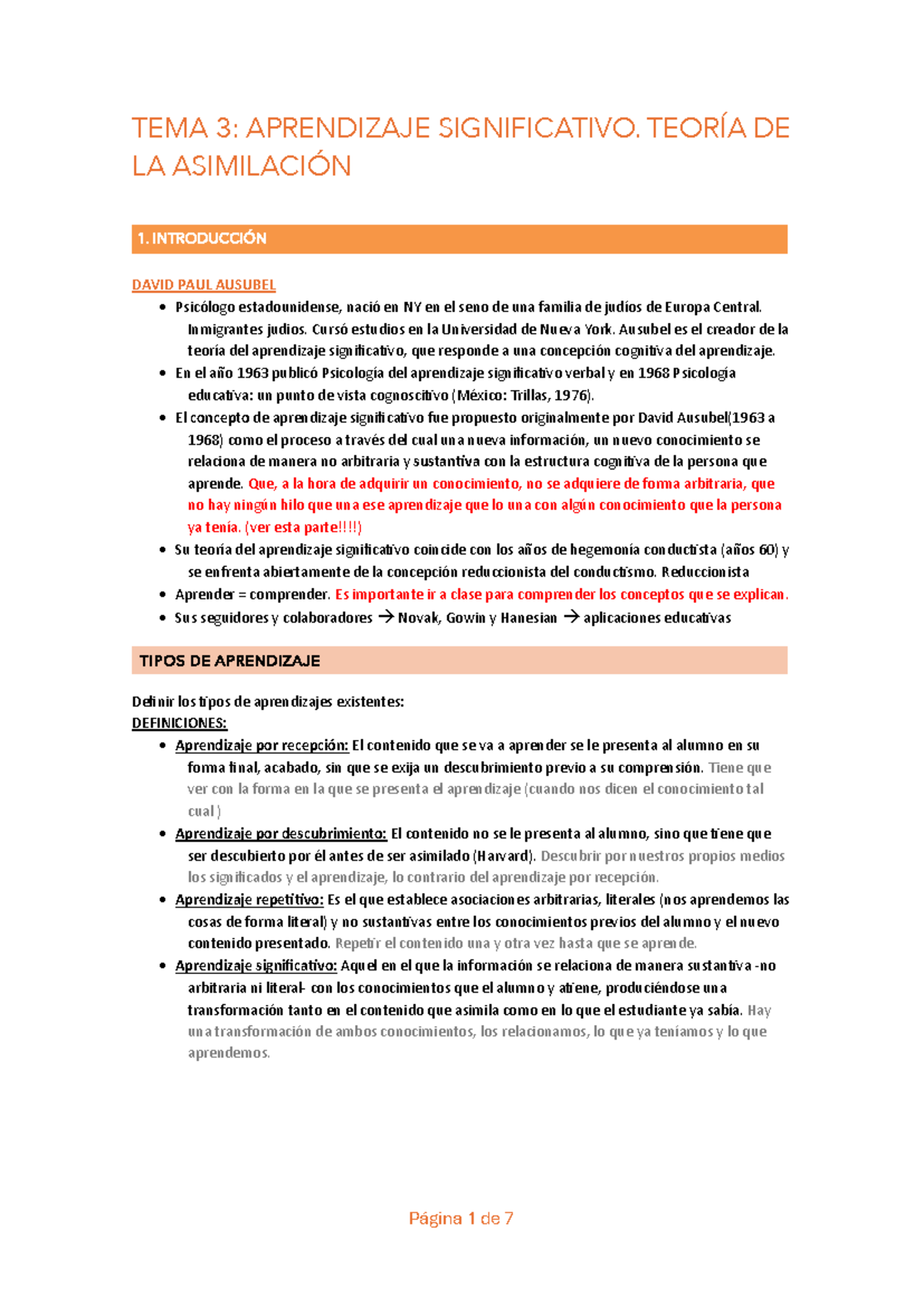 TEMA 3 EducacióN - TEMA 3 : APRENDIZAJE SIGNIFICATIVO. TEORÍA DE LA ASIMILACIÓN DAVID PAUL ...