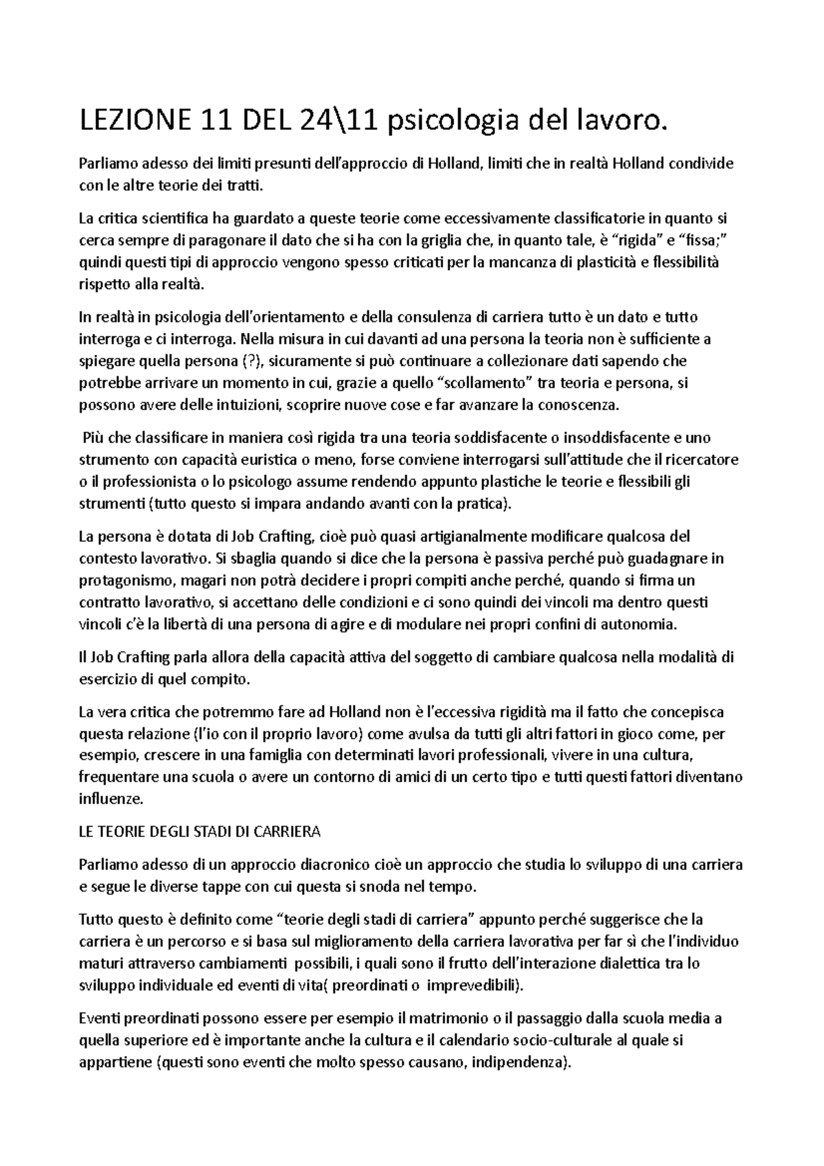 Lezione 11. 24-11-22 - sbobbine lavoro - LEZIONE 11 DEL 24\11 psicologia del lavoro. Parliamo ...