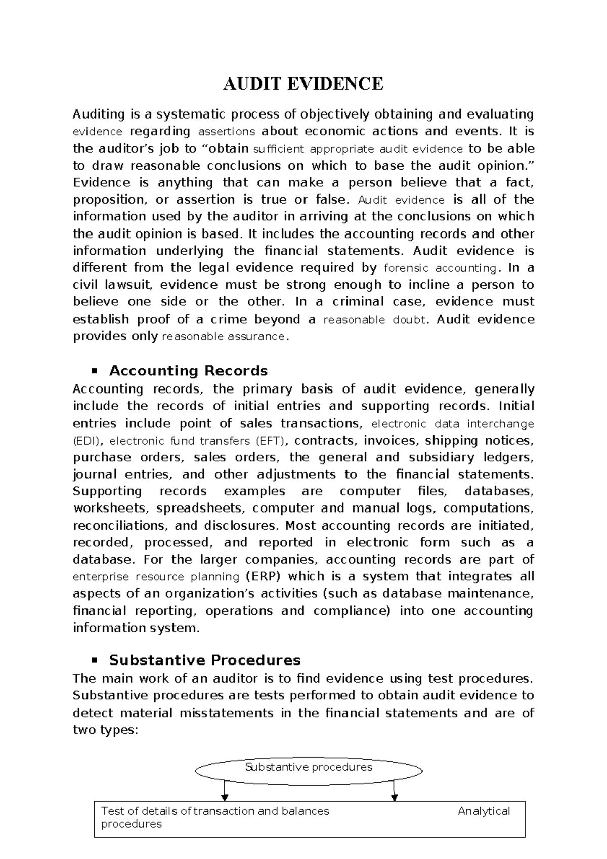 Auditing and Assurance - Substantive procedures Test of details of ...