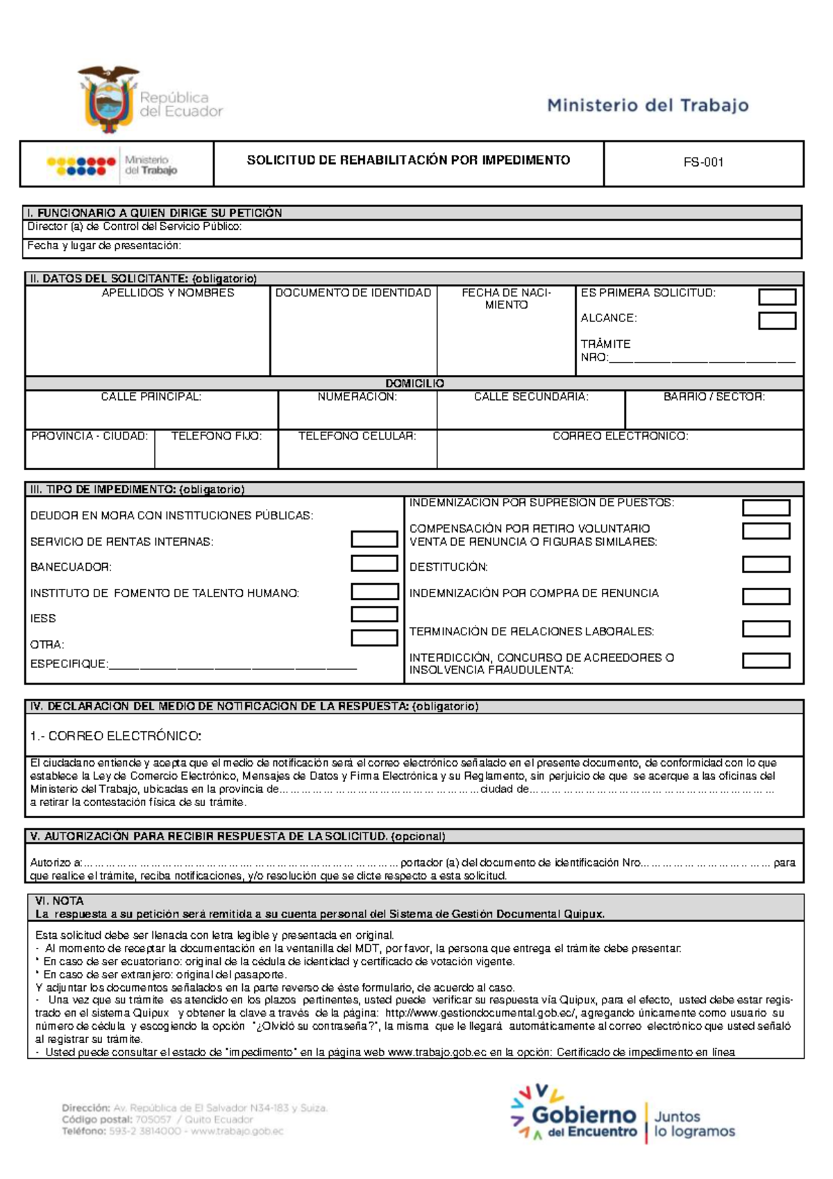 Formulario FS 001 Linea Grafica A Julio 2021 - SOLICITUD DE ...