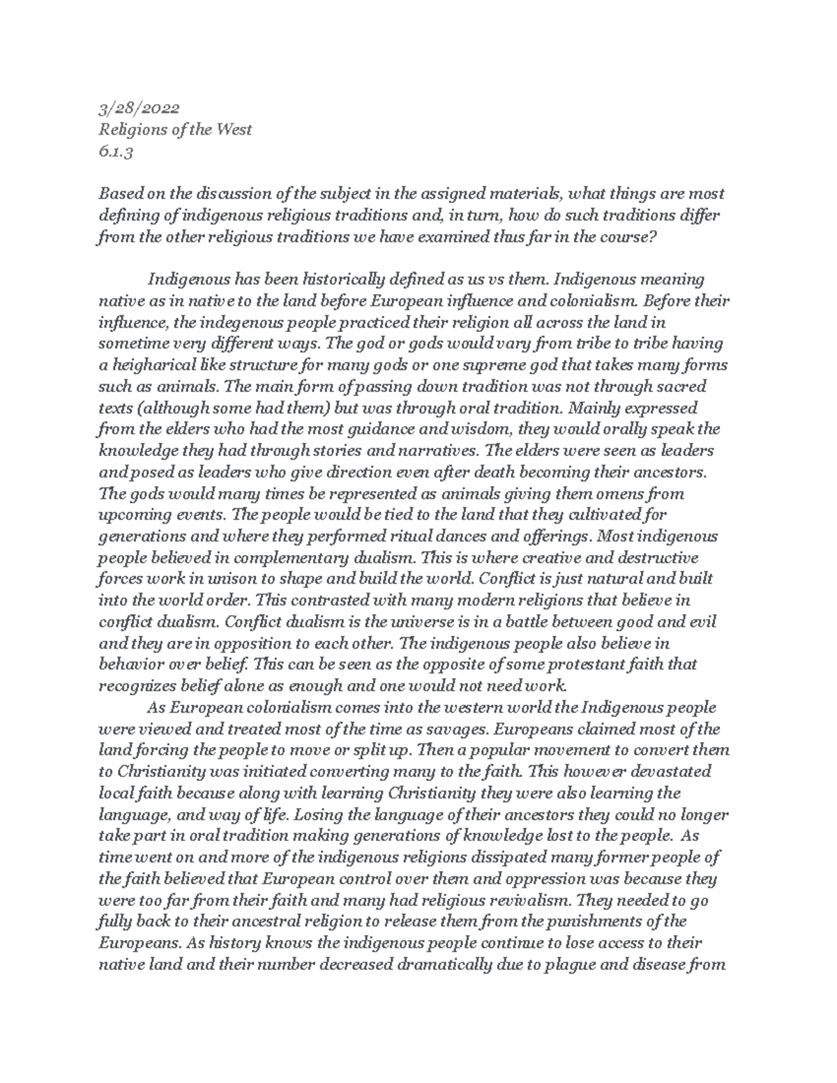 6 - 6.1.3 Essay Prompt: Based on the discussion of the subject in the ...