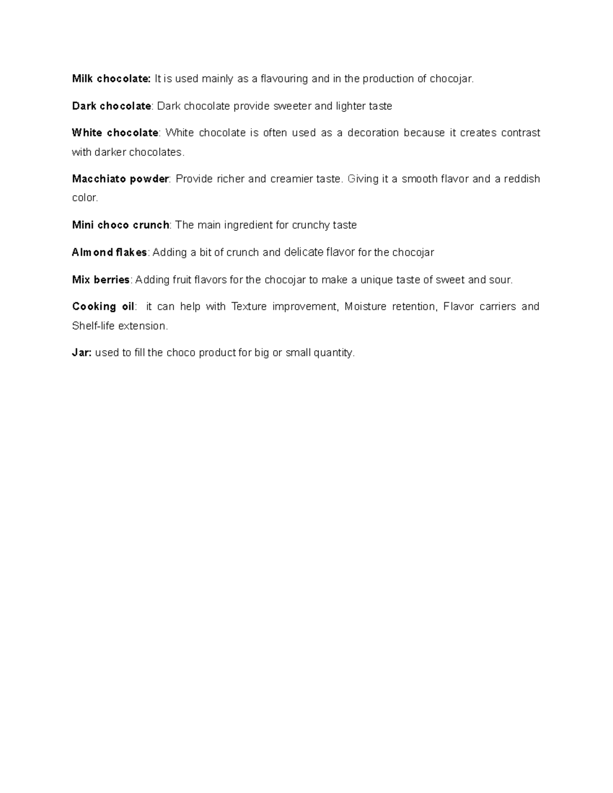 Function material - hgch - Milk chocolate: It is used mainly as a ...