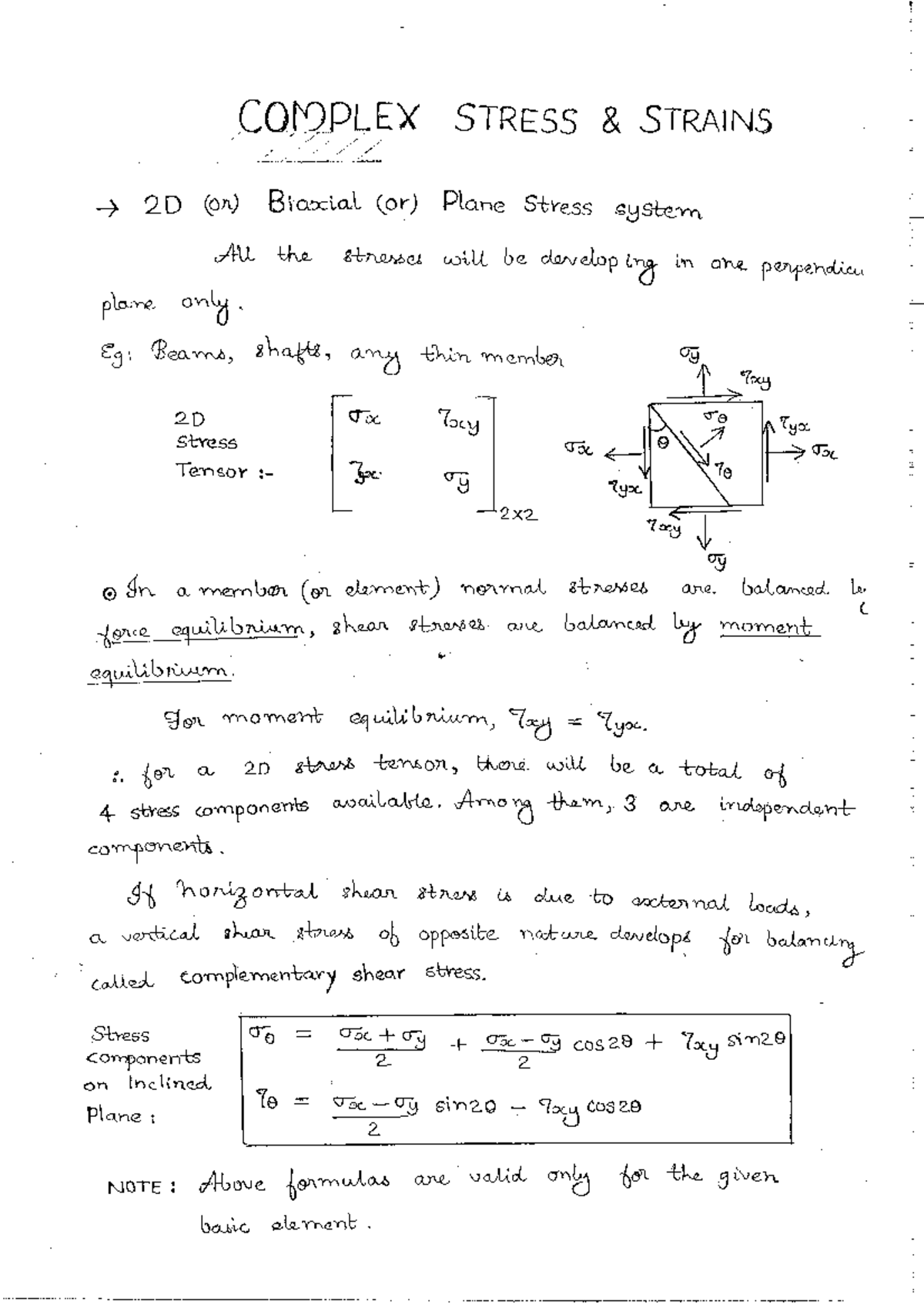 Complex stress and strain - strength of materials - Studocu