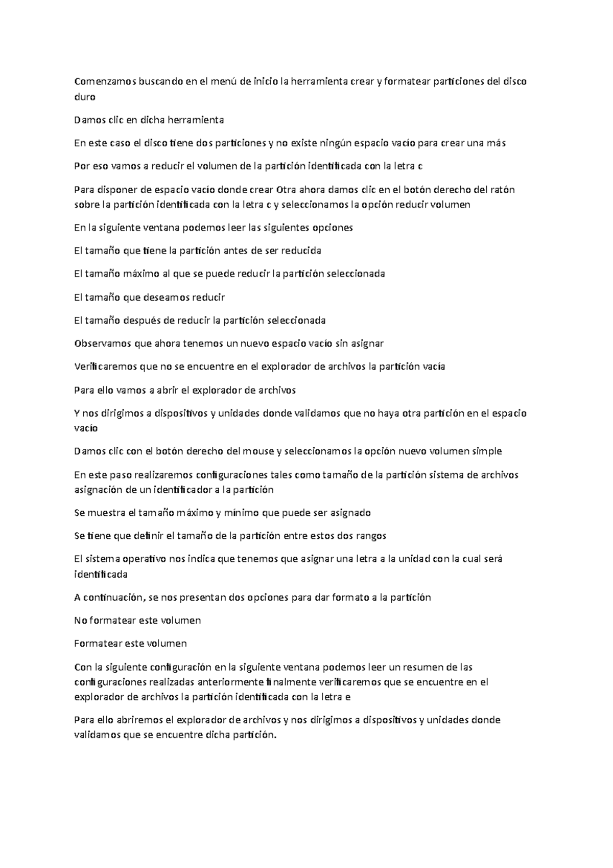 Particionado de discos - Comenzamos buscando en el menú de inicio la ...