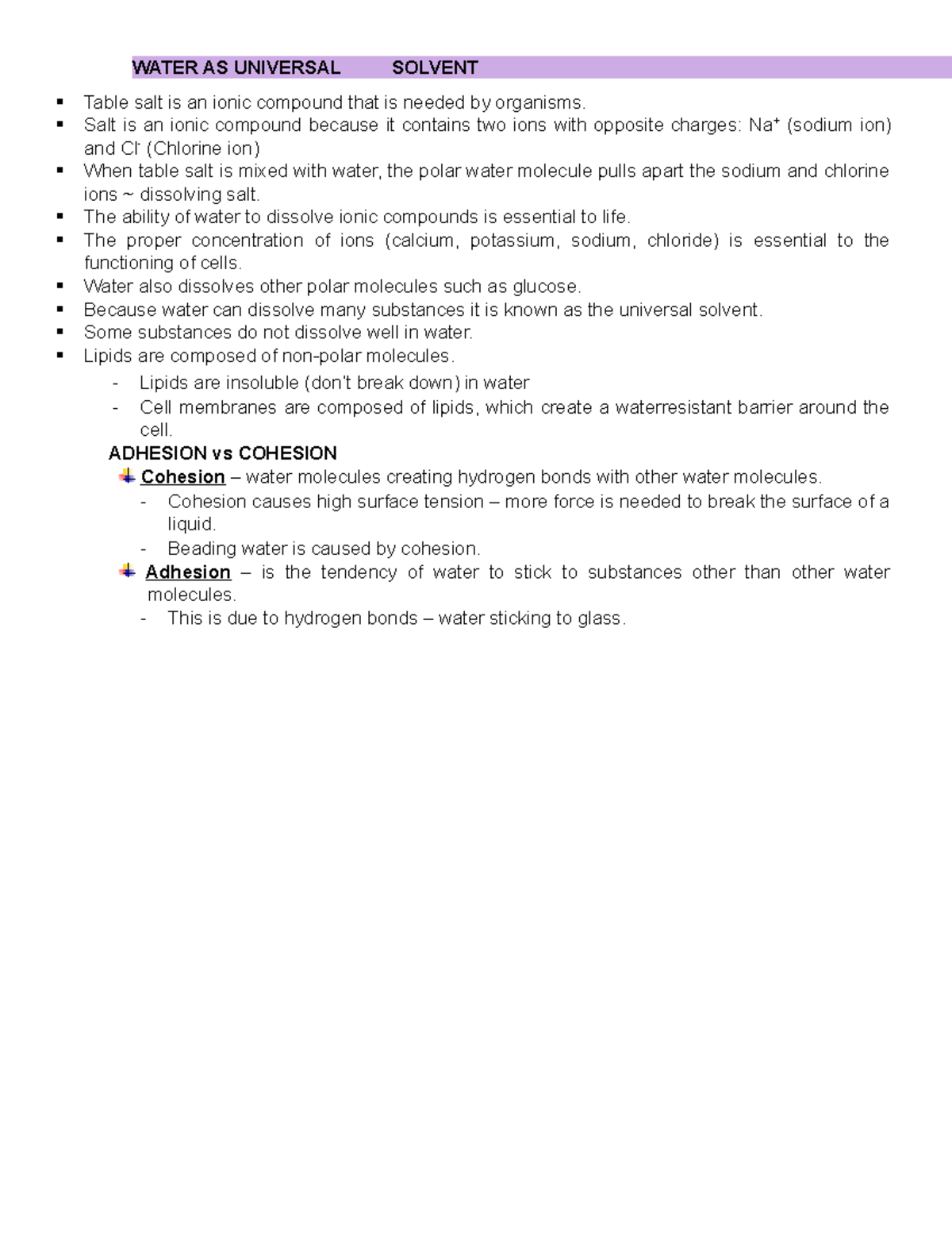 Water AS Universal Solvent - WATER AS UNIVERSAL SOLVENT Table salt is ...