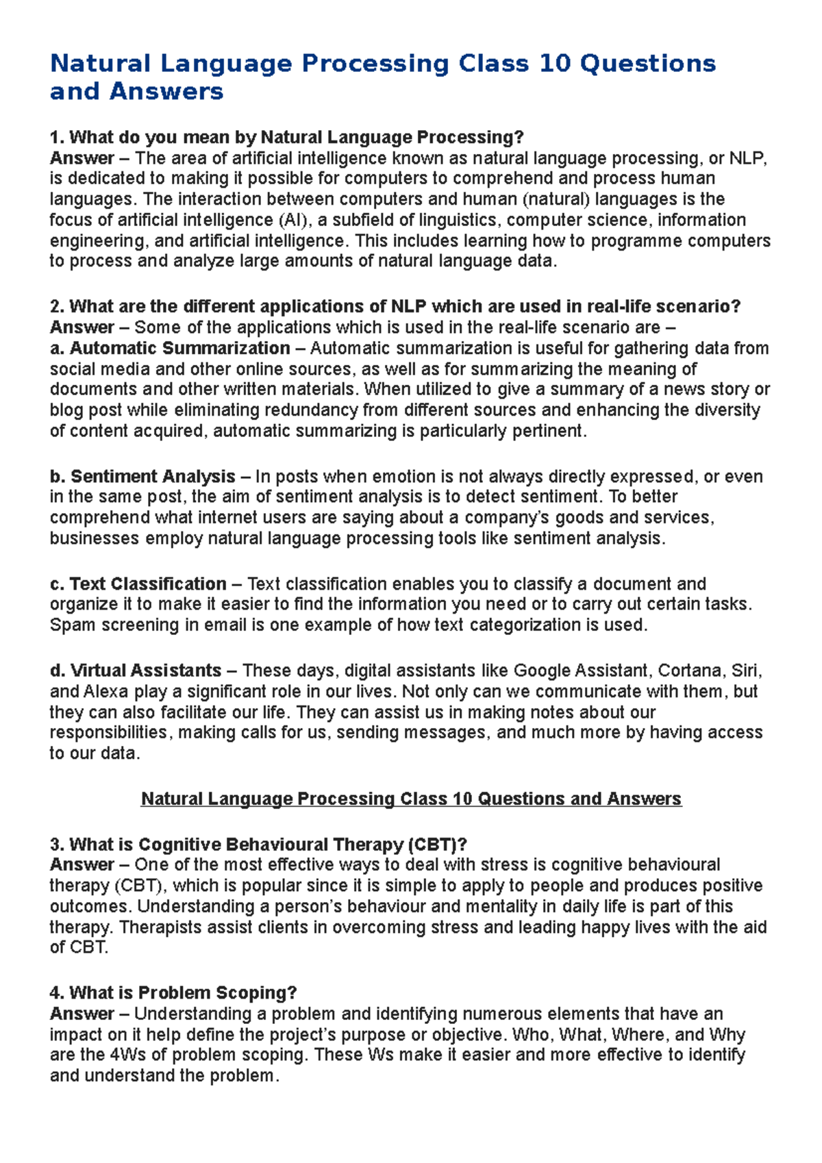 PART-B- Natural Language Processing Class 10 Questions and Answers ...