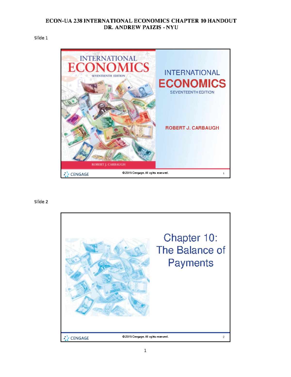 CH10-THE Balance OF Payments - DR. ANDREW PAIZIS - NYU Slide 1 1 ...