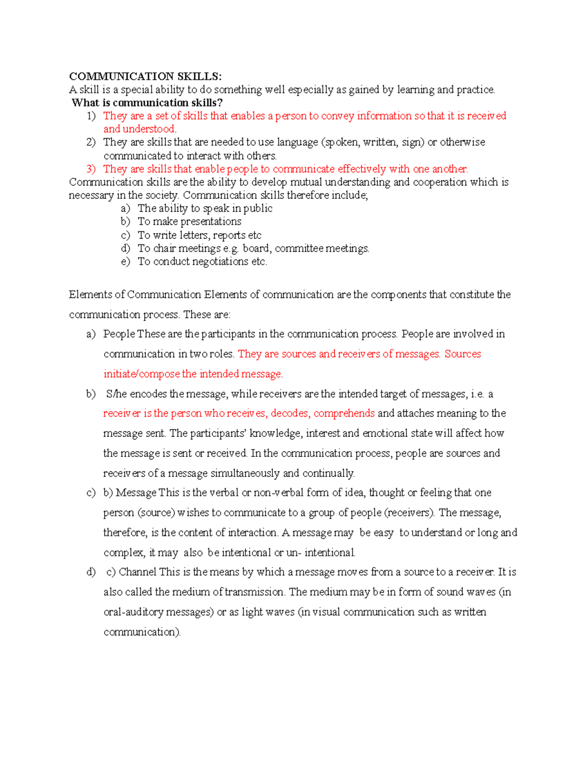 Communication Skills, Lesson 3 - COMMUNICATION SKILLS: A skill is a ...