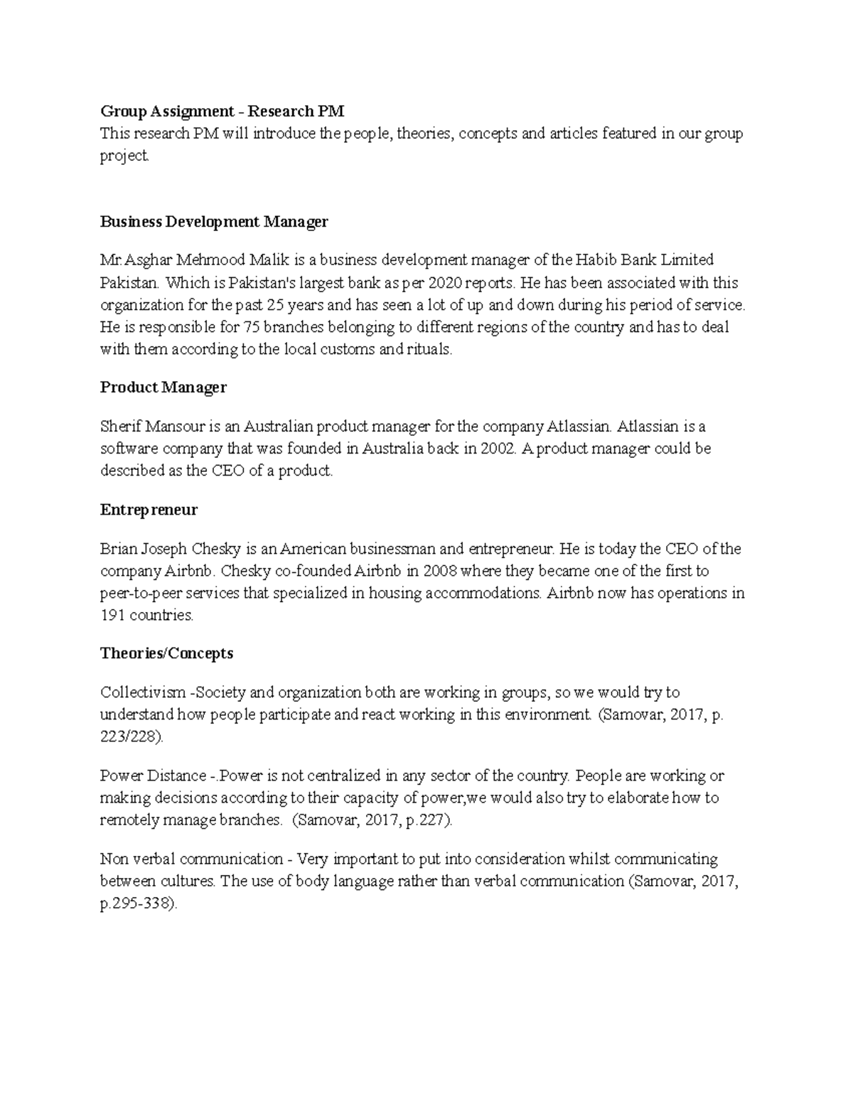 Group Assignment - Business Development Manager Mr Mehmood Malik is a ...